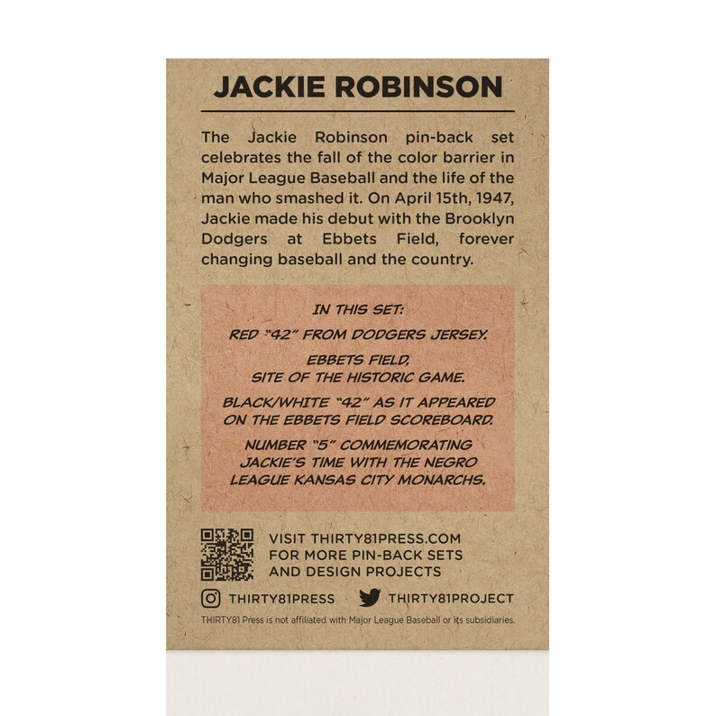 Jackie Robinson Pin-back Button Set - Etsy