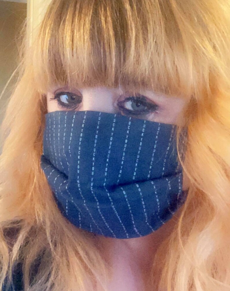 Fuck You Pinstripe Face Mask Covering Formal Hidden Message Etsy