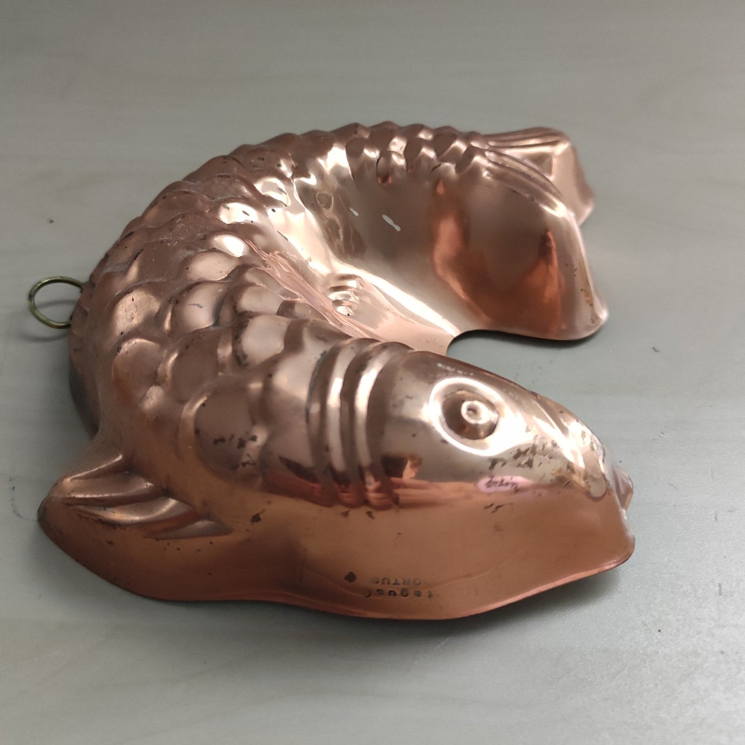 Retro Pudding Mold FISH Copper, Old Copper Baking Dish, Fish Mold ...