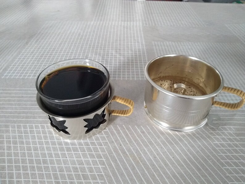 Vintage French Drip Coffee Maker: Stainless Steel & Duralex Glass, 70s ...