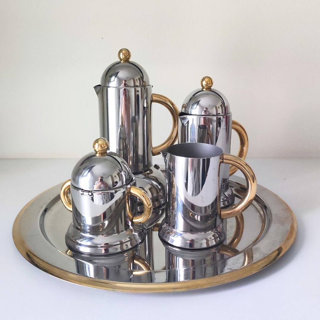 Vintage Italian 80's Inoxpran Acciaio Gold Stainless Steel, 6-cup ...