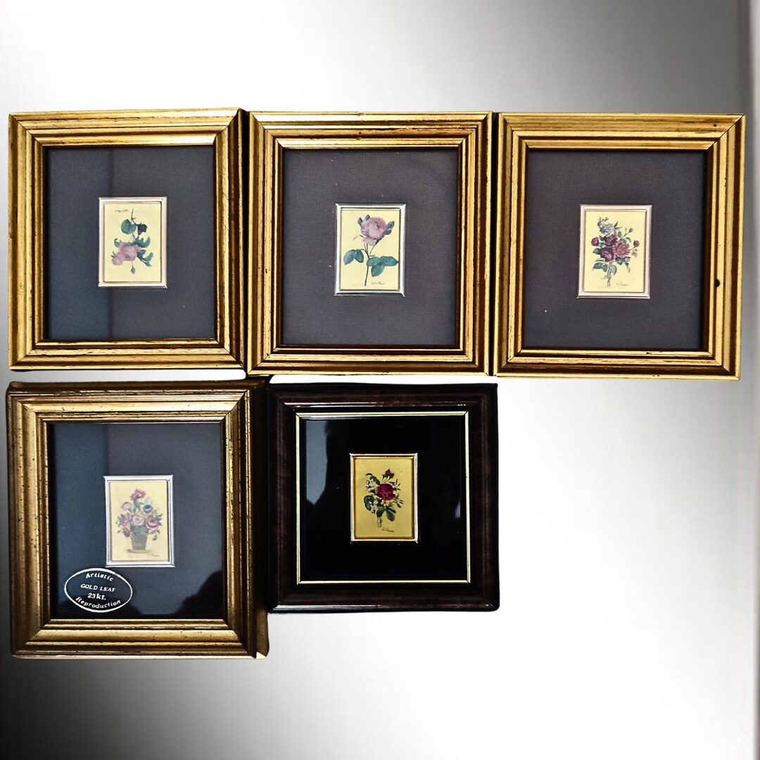 Set 5 Ps Italian Lithograph With Gold Framed Art Gold Leaf Art Texture ...