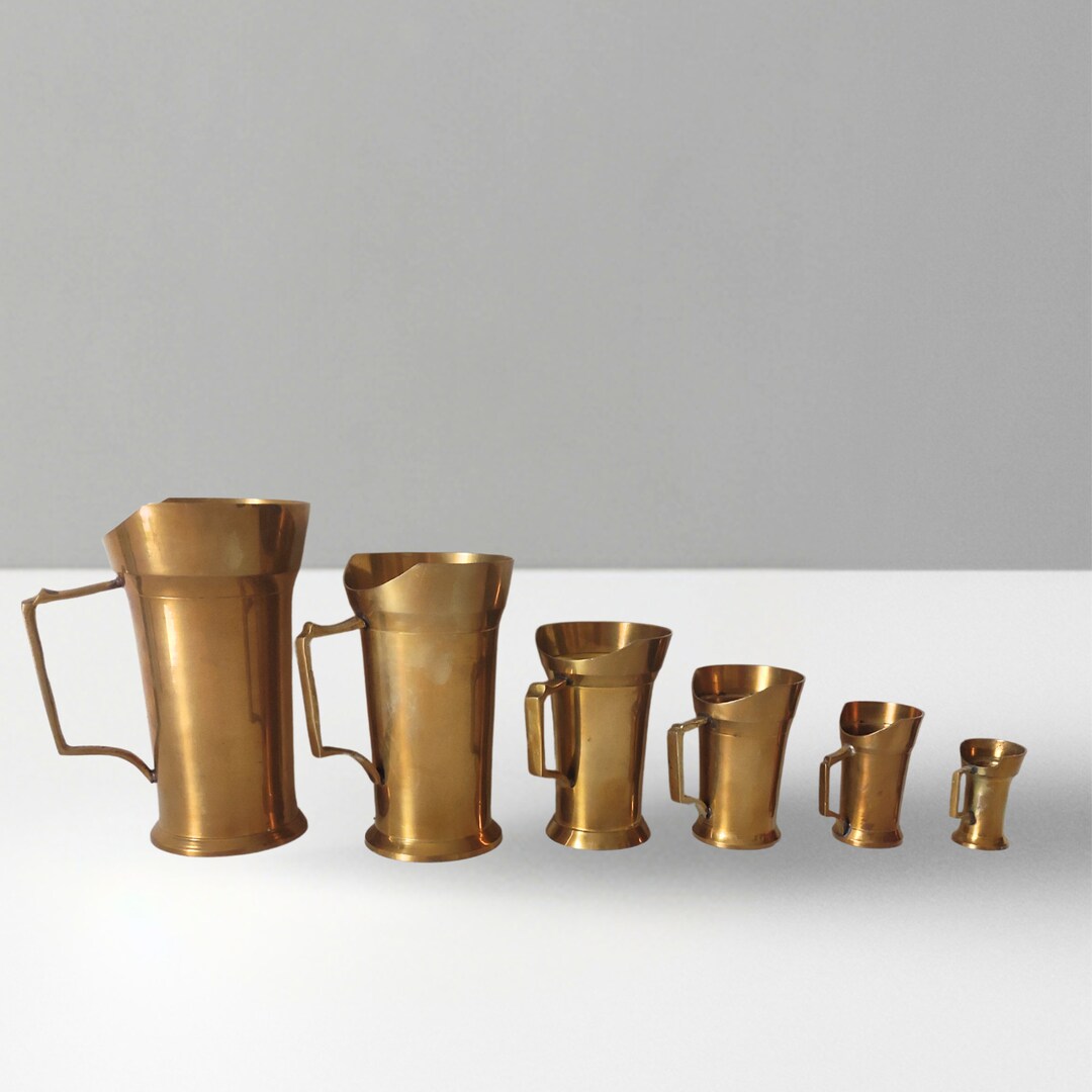 Antique Brass Measuring Cup Set Large Series of 6-cup Brass - Etsy