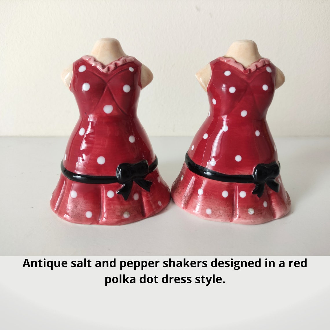 Retro 70s Porcelain Shaker Set: Red Dress Kitchen Decor - Etsy