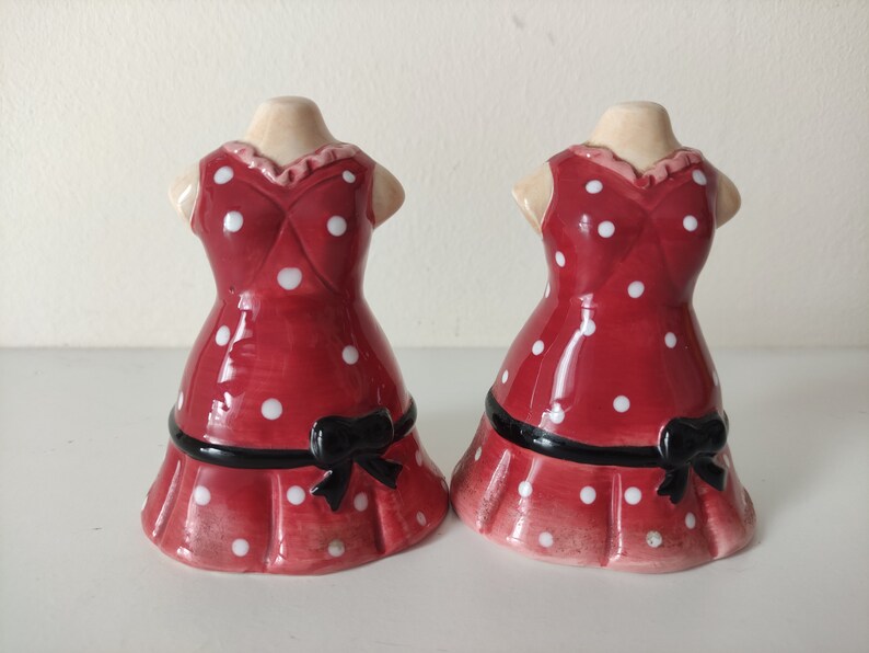 Retro 70s Porcelain Shaker Set: Red Dress Kitchen Decor - Etsy