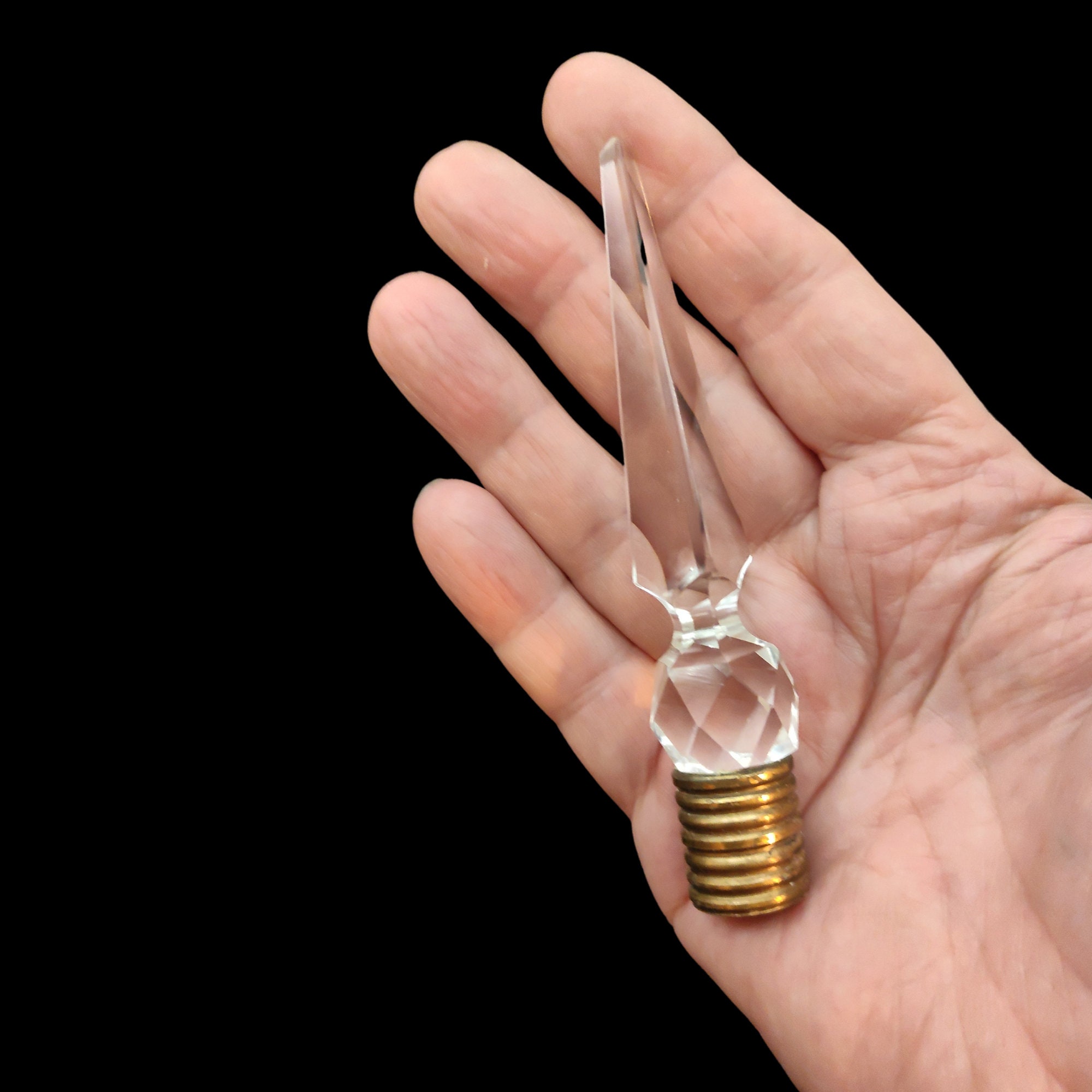 Set 3 Crystal Chandelier Spear Glass Tips for Chandeliers or Girandole ...