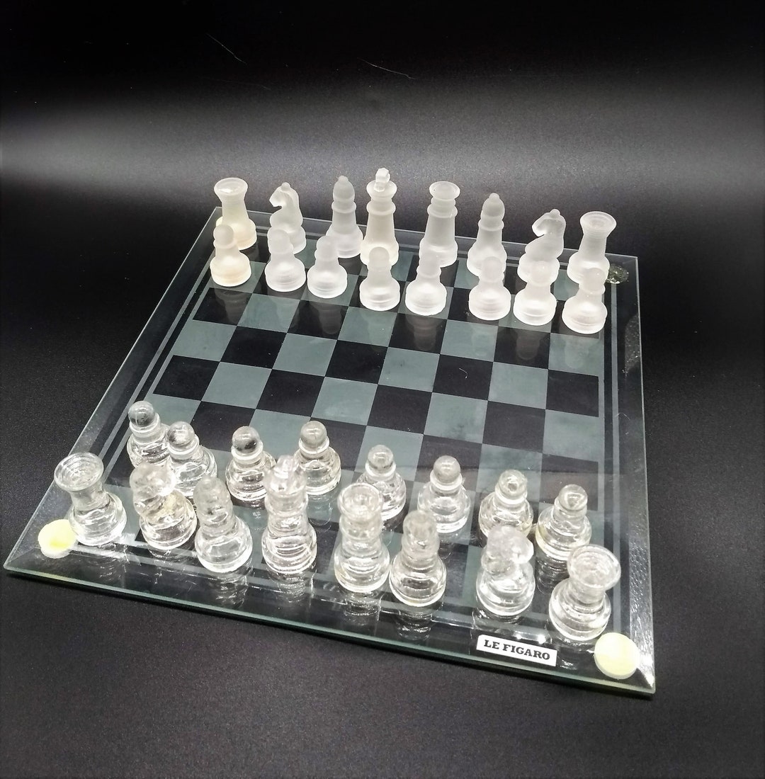 Glass Chess Set, Classic Chess Game, Board Game Gift, Transparent Chess ...