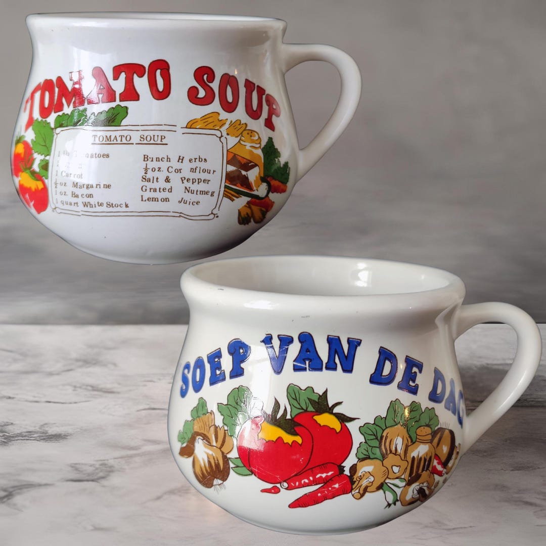 Vintage Large Soup Bowl, Retro Tassel Print Soup Bowl, Dutch Soup of ...