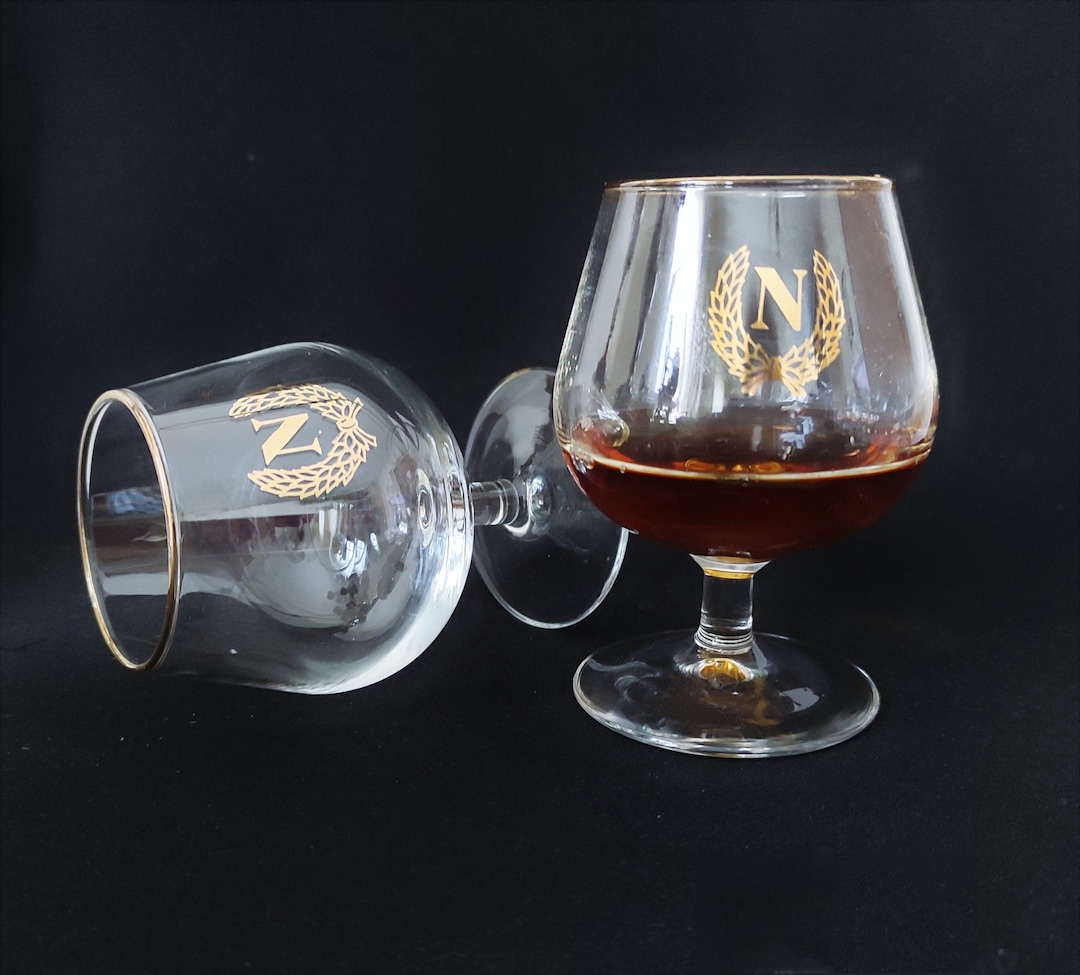 French Napoleon, Cognac Glasses Glass, Set of 6 Clear Footed ...