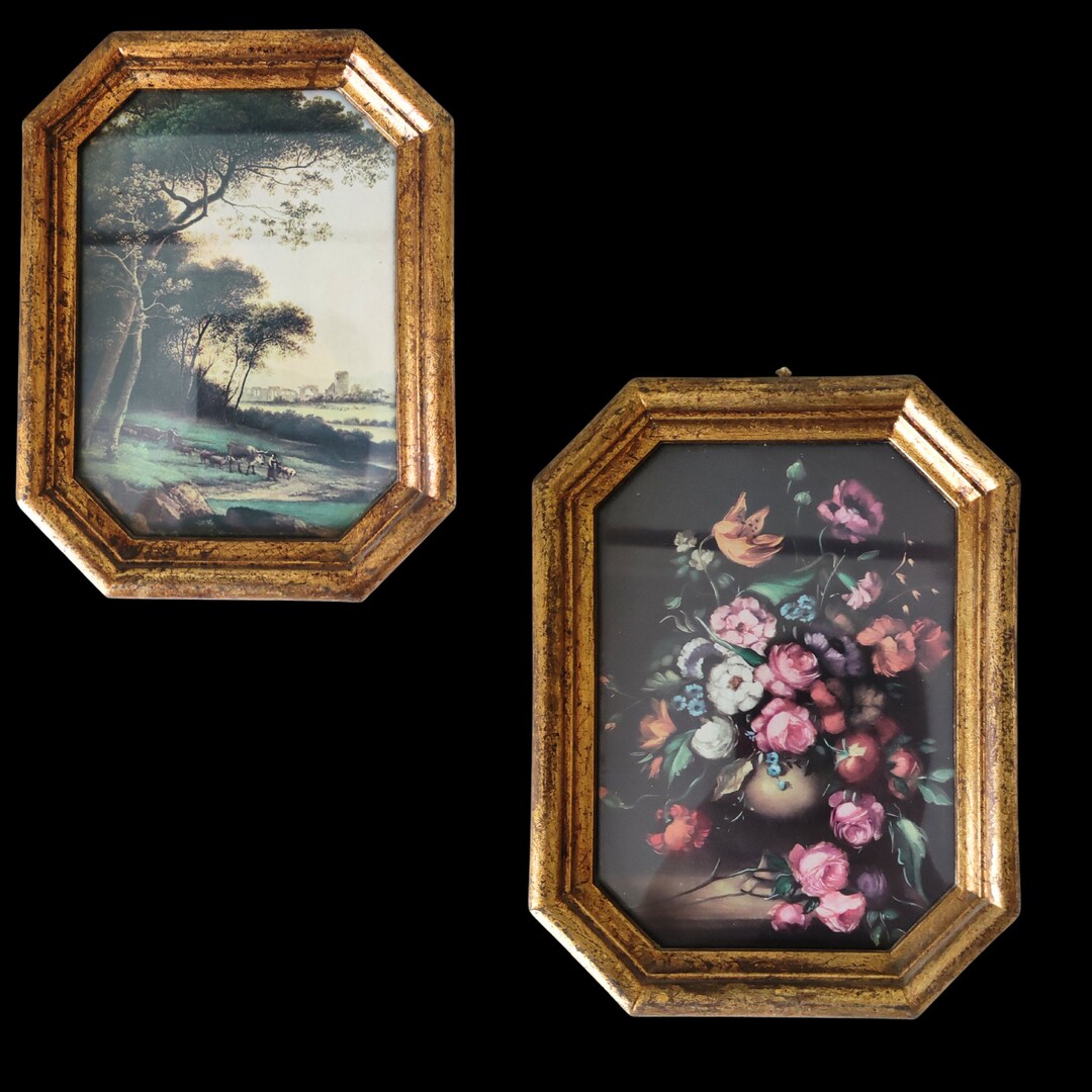 Pair of Vintage Octagonal Frames Wall Decorations, Vintage Italy 1960s ...