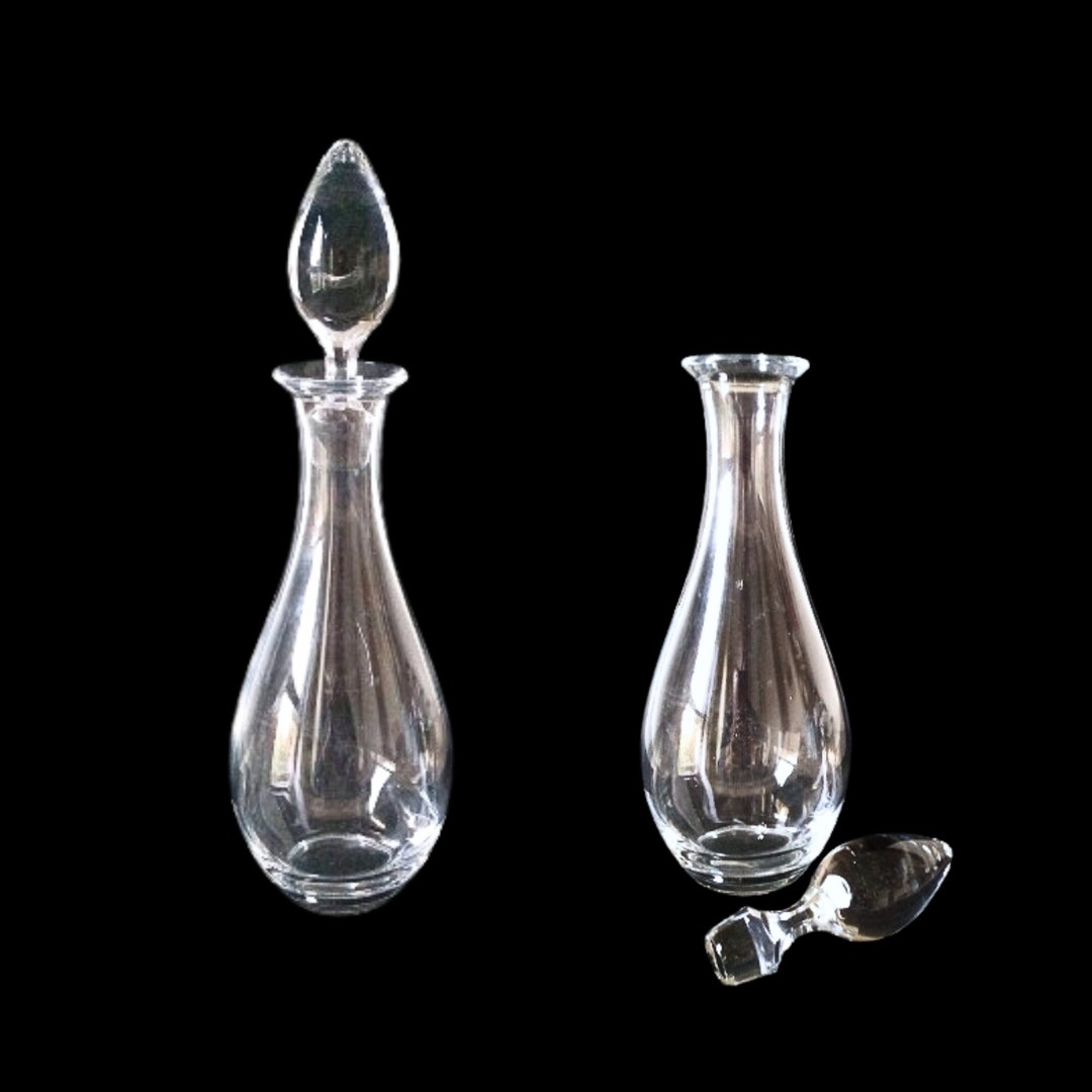 Vintage Crystal Carafe, Vintage Etched Glass Wine Decanter With Glass ...