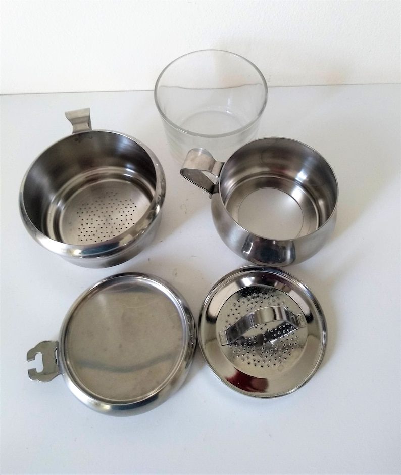 Vintage French Drip Coffee Maker: Stainless Steel & Duralex Glass, 70s ...