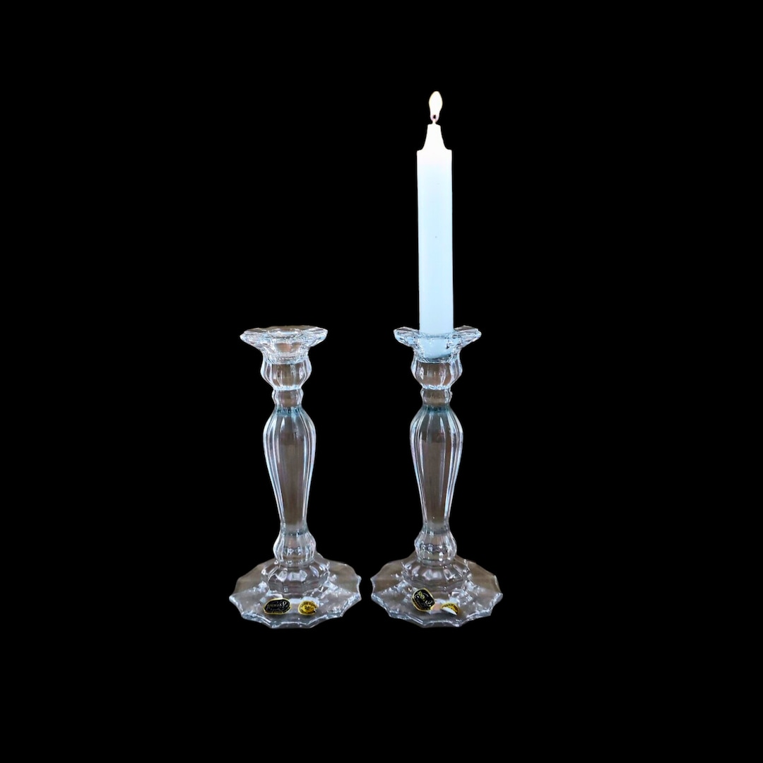 Pair of Crystal Conical Candlesticks Chandelier Made in the Czech ...
