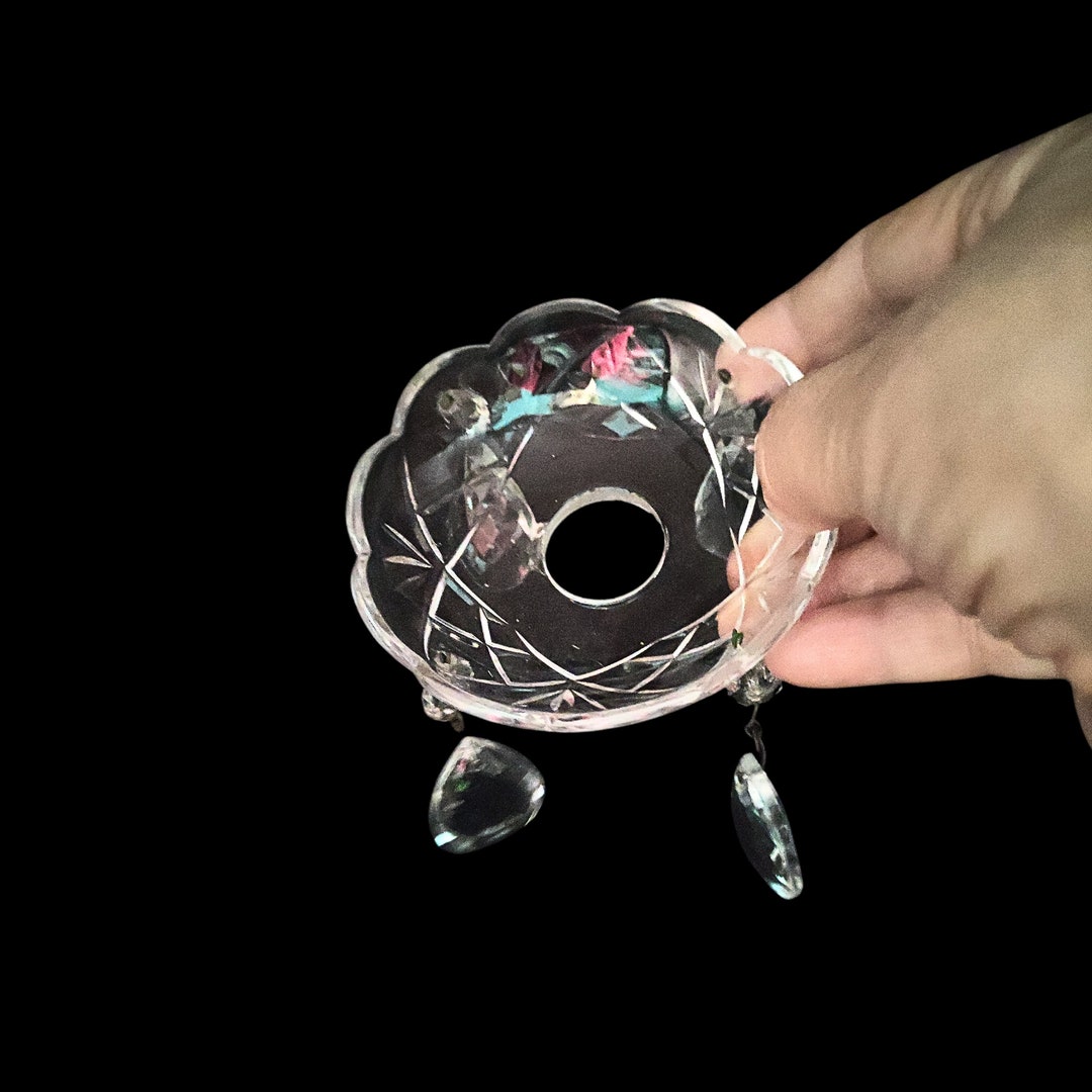 Glass Crystal Bobeche With Almond Pendants Ø10cm, Hole Ø27mm, 4 Side ...