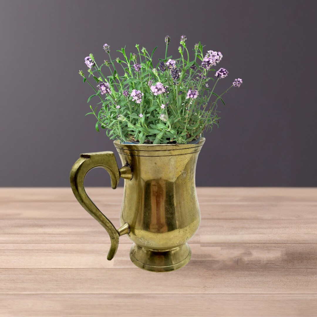 Brass Water Jug Brass Flower Vase Vintage Solid Brass Golden Pitcher ...