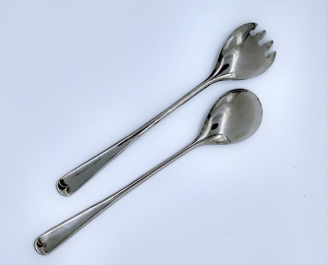Silver Plated Italy Fork and Spoon Salad Servers Vintage Spoons Old ...