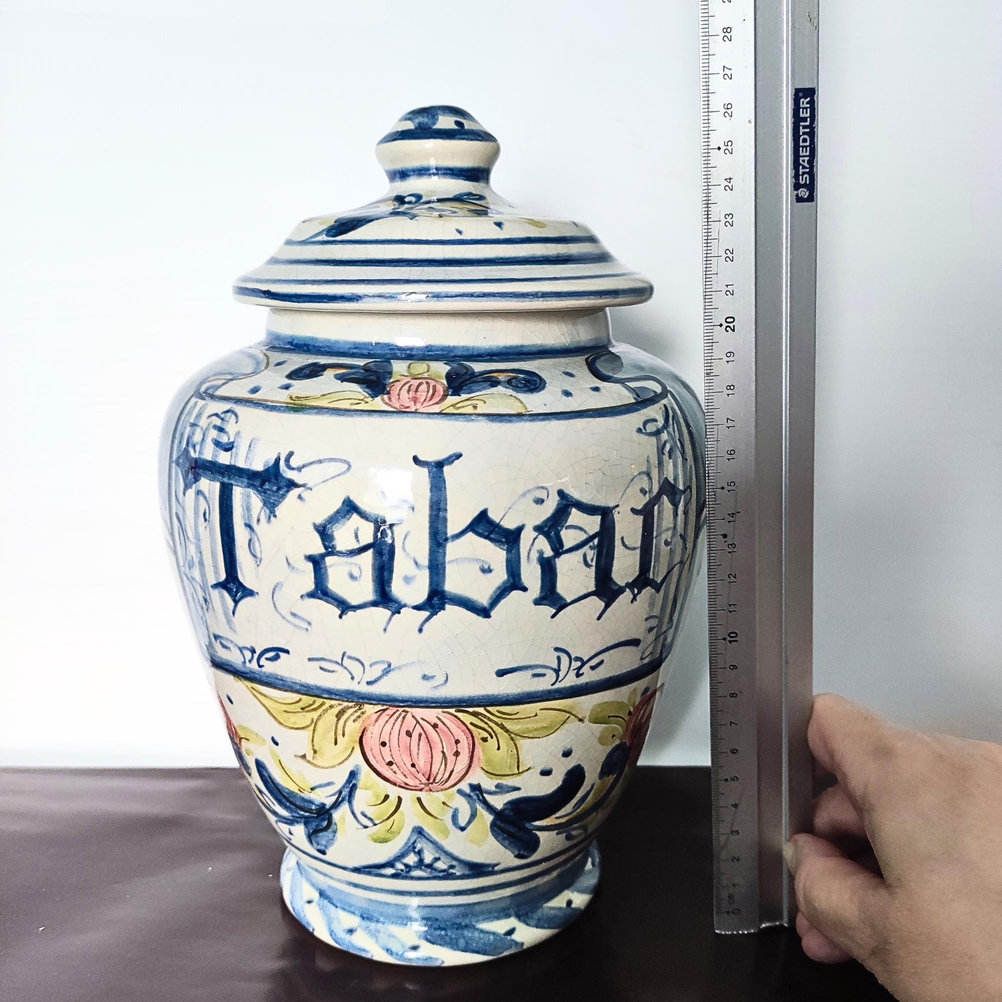 Antique Tobacco Large Jar With Lid Cracked Porcelain for Tobacco, Hand ...