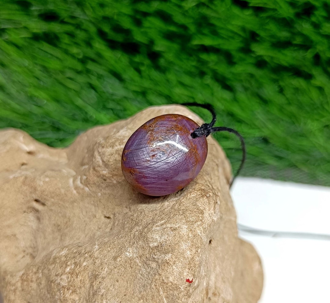 Genuine Star Ruby Crystal Necklace on Silk Cord, Birthstone Necklace ...