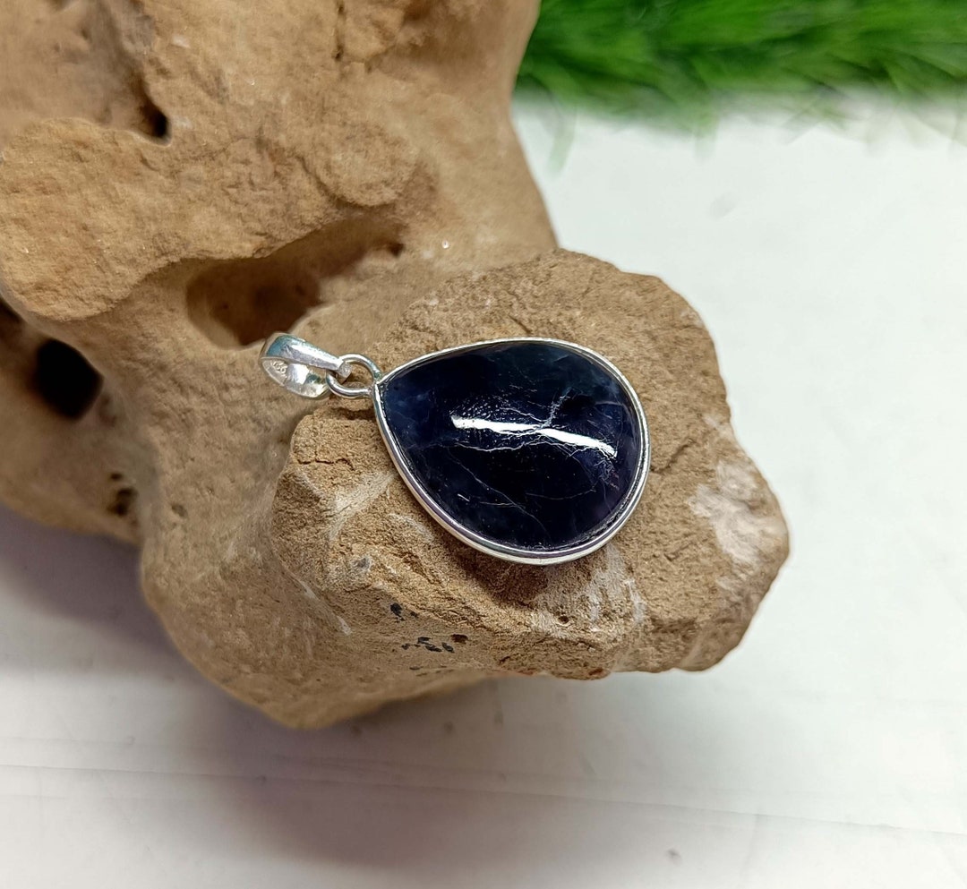 Authentic Iolite Pendant, Real Iolite Pendant, Iolite Silver Pendant ...