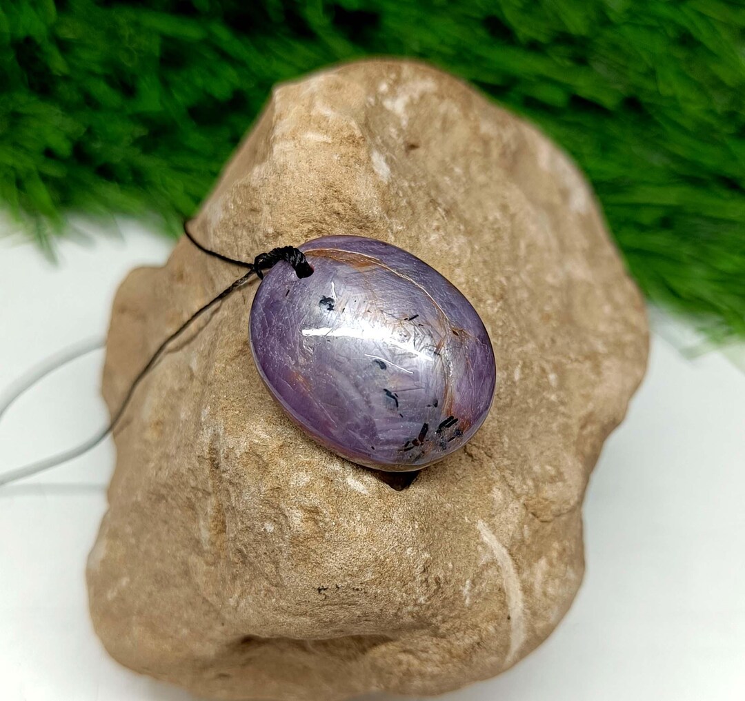 Genuine Star Ruby Crystal Necklace on Silk Cord, Birthstone Necklace ...