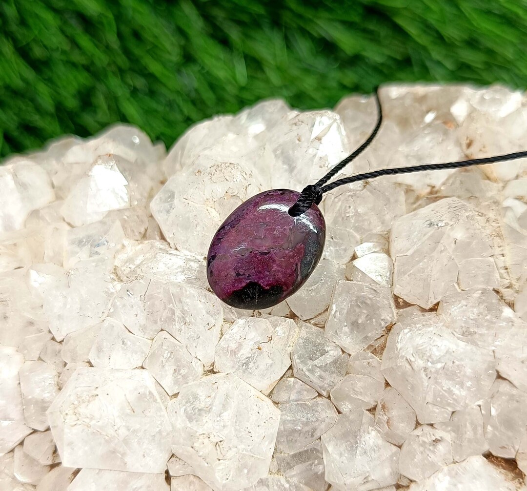 Natural Sugilite Necklace on Silk Cord Birthstone Necklace Healing ...