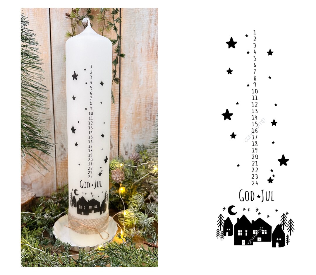 Advent Candle 1-24 • Advent Calendar Candle Christmas • Scandinavian ...