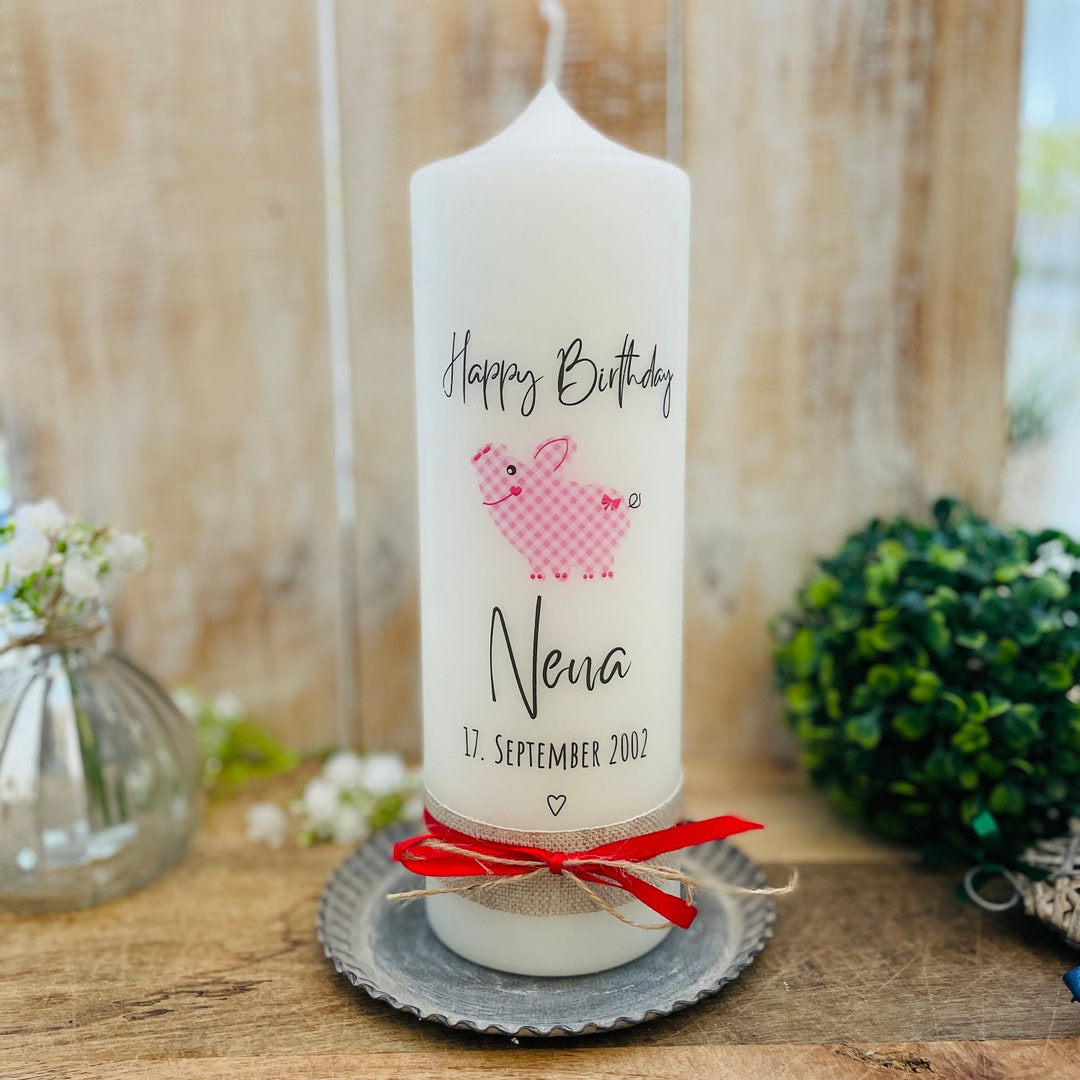 Birthday Candle nena Happy Birthday With Lucky Pig - Etsy