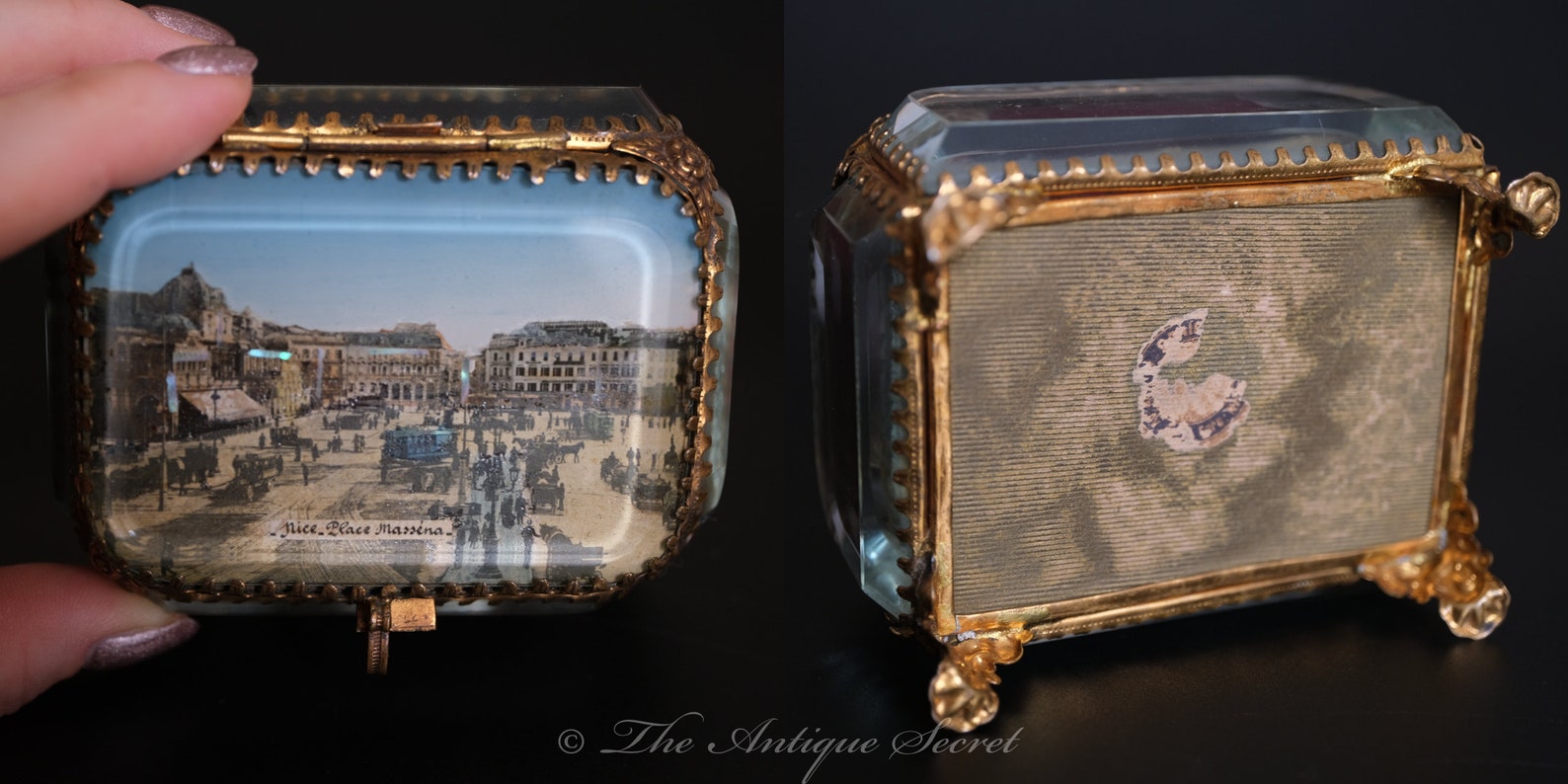 Antique French Glass Trinket Box, Ormolu Reliquary, Place Masséna Nice ...