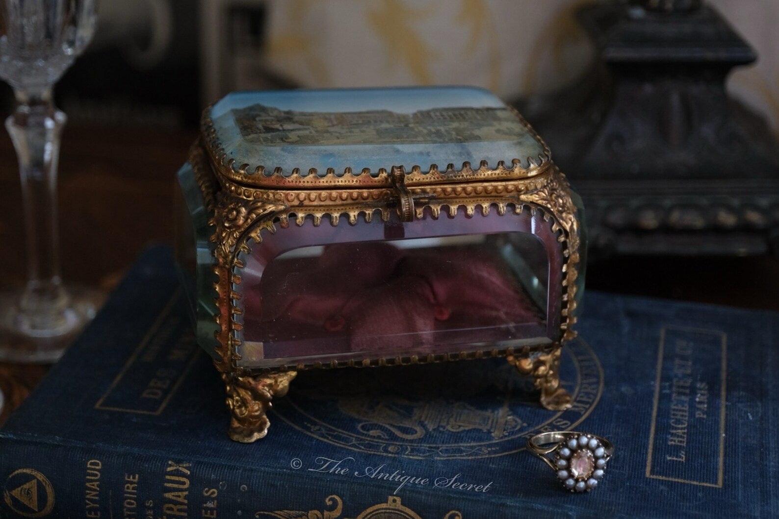 Antique French Glass Trinket Box, Ormolu Reliquary, Place Masséna Nice ...