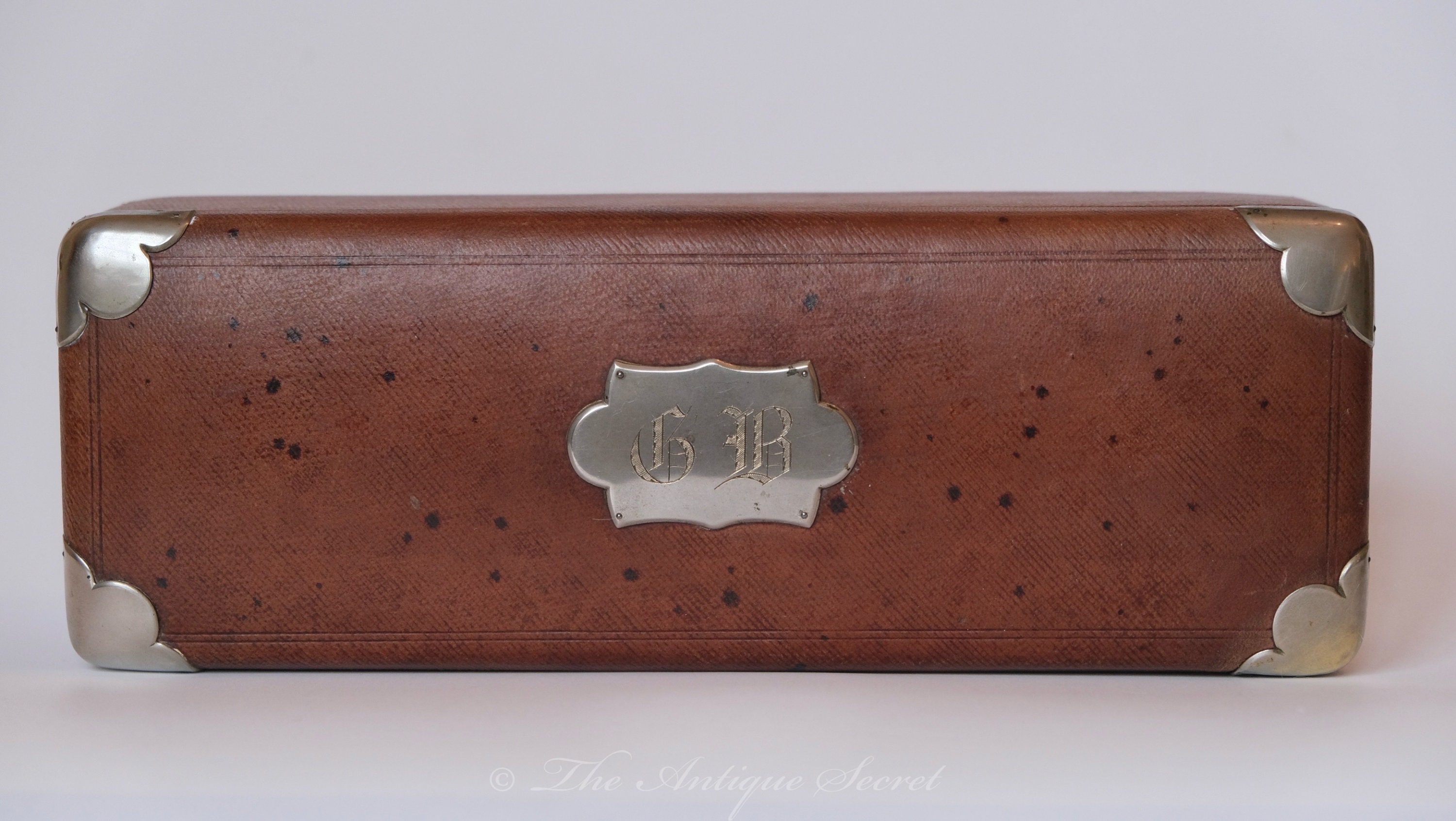 Gorgeous 19th Century Victorian Glove Fan / Box in Brown Leather ...