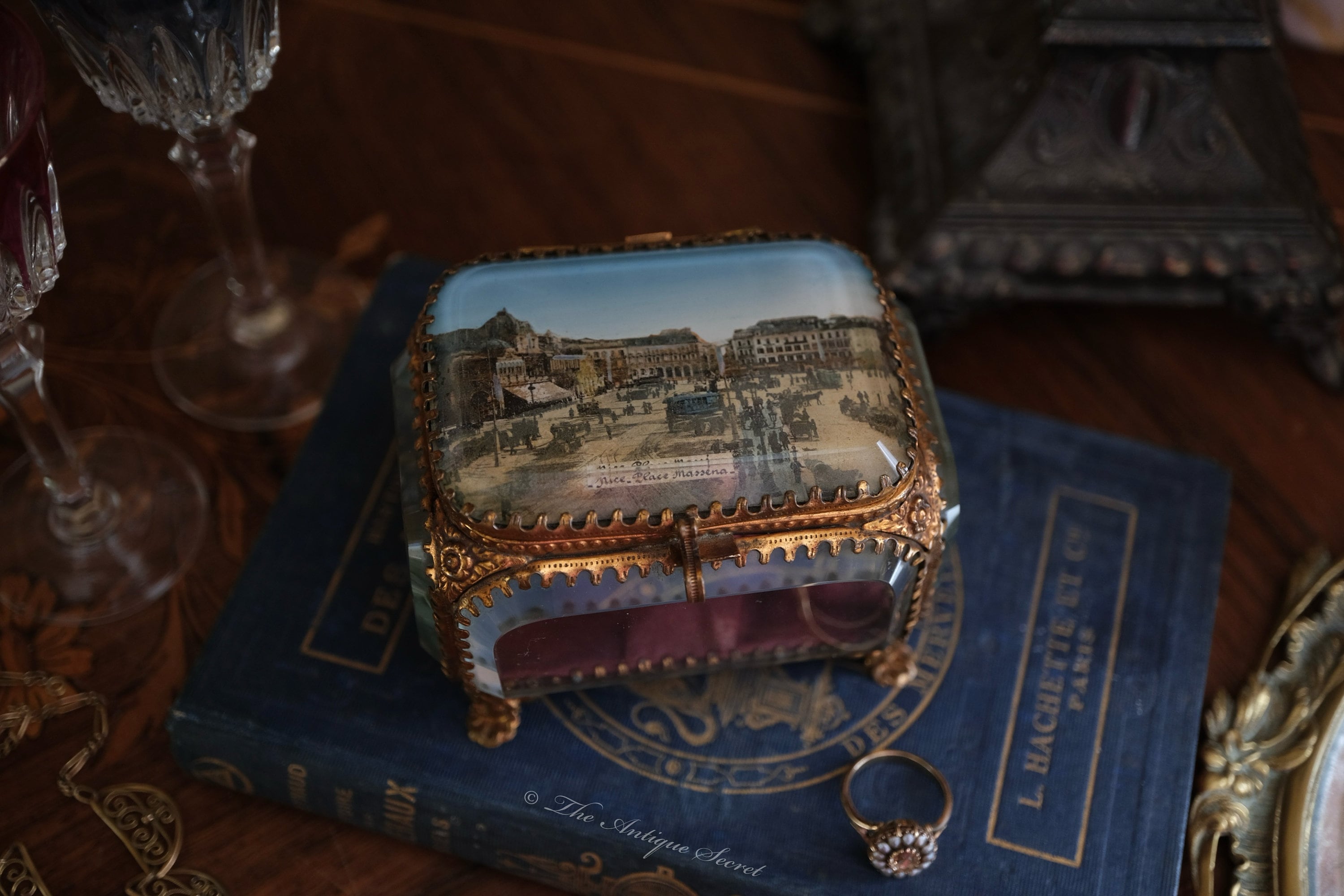 Antique French Glass Trinket Box, Ormolu Reliquary, Place Masséna Nice ...