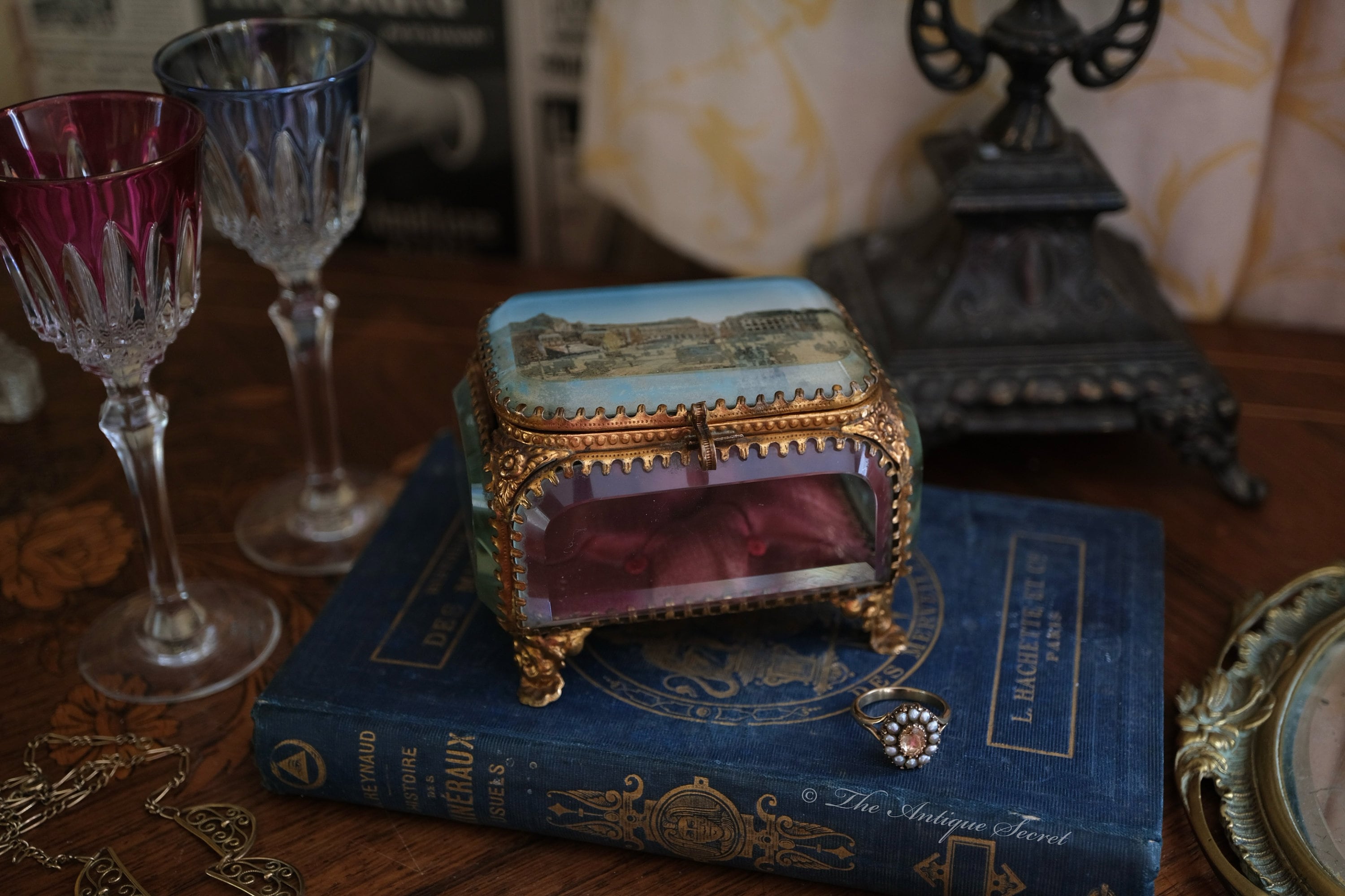 Antique French Glass Trinket Box, Ormolu Reliquary, Place Masséna Nice ...