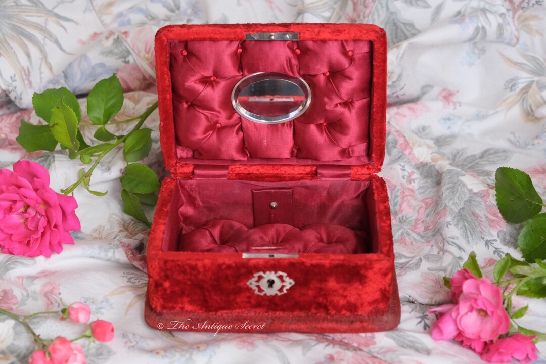Exquisite 19th Century Victorian Jewelry / Vanity Box in Fire Red ...