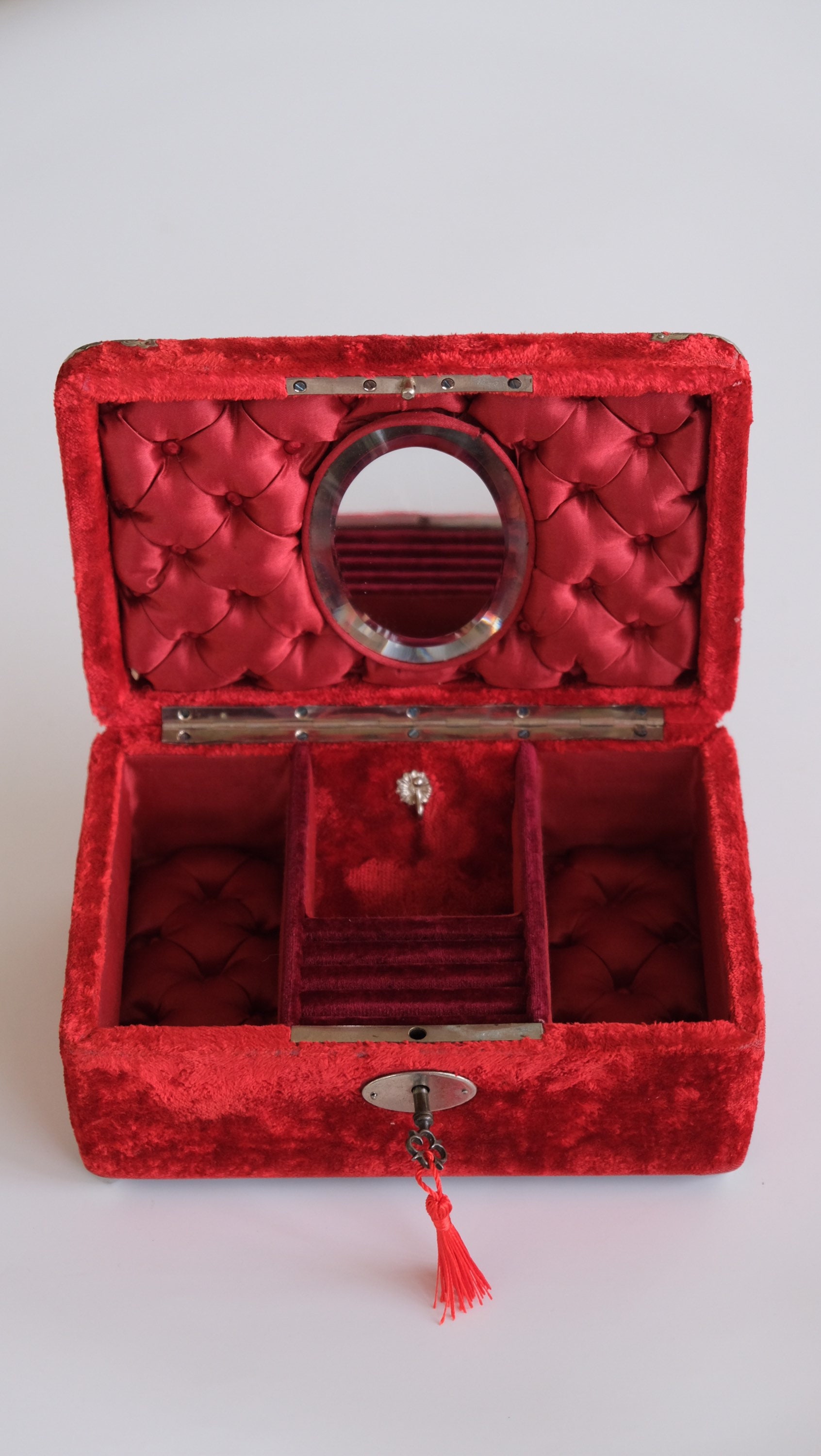SOLD Stunning 19th Century Victorian Jewelry / Vanity Box in Red Velvet ...