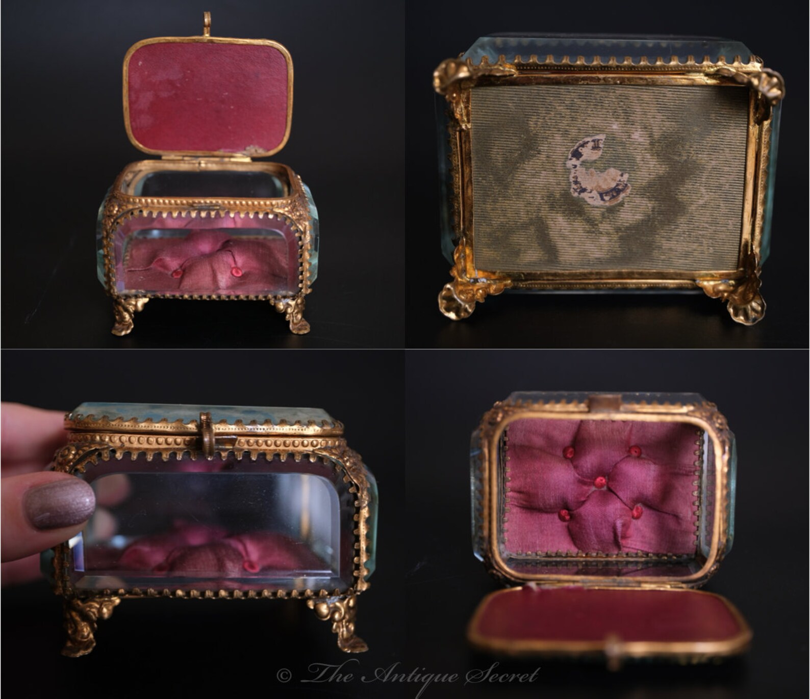 Antique French Glass Trinket Box, Ormolu Reliquary, Place Masséna Nice ...