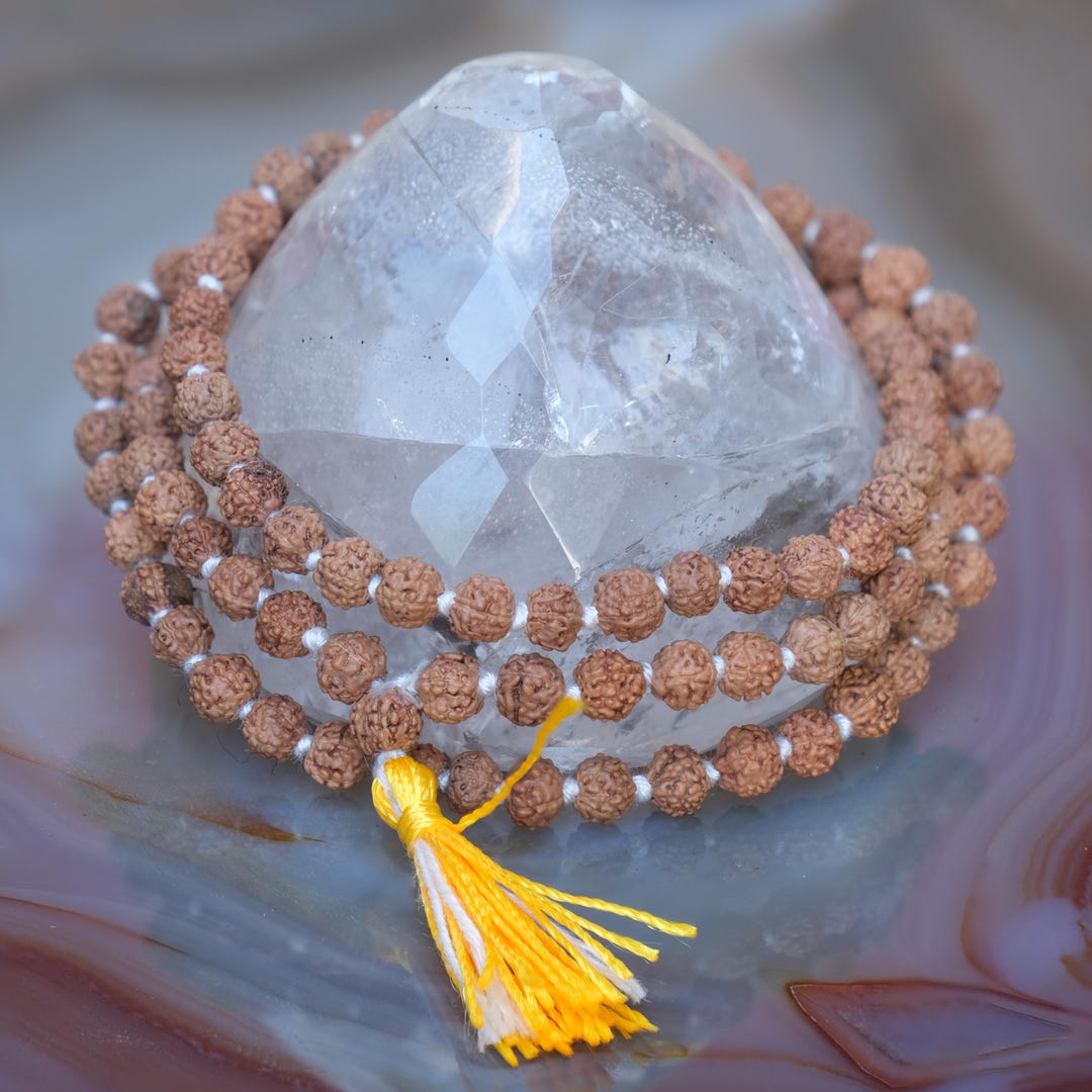 Mala Necklace Chain Rudraksha Buddha Brown 108 Beads 8mm Seed Buddhism ...