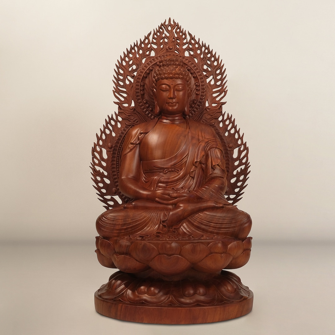 Buddha Wood Carving Vietnam "finest Quality" Buddhism 60cm Woodwork - Etsy
