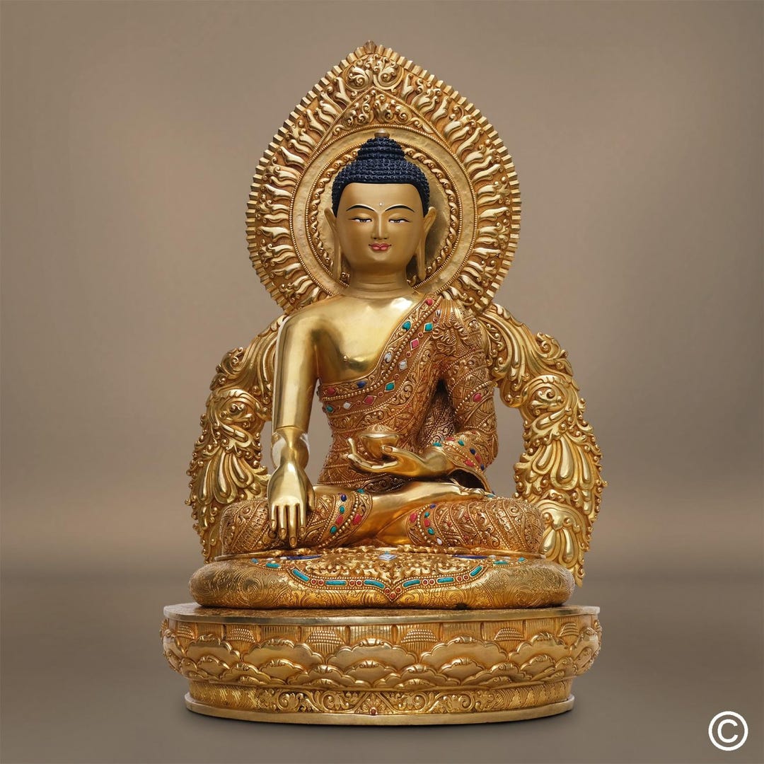 Buddha Sculpture Statue "class Quality" 55 Cm Shakyamuni Gold Plated ...