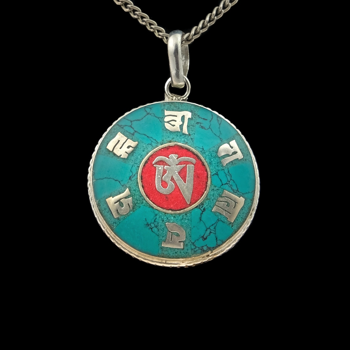 Beautiful Buddhist amulet from Nepal turquoise red silver | Etsy