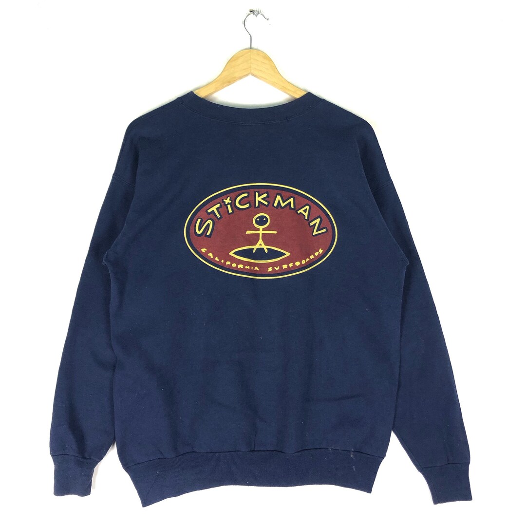 Vintage 90s Stickman Surfboard Crewneck Sweatshirt Navy Blue Colour ...