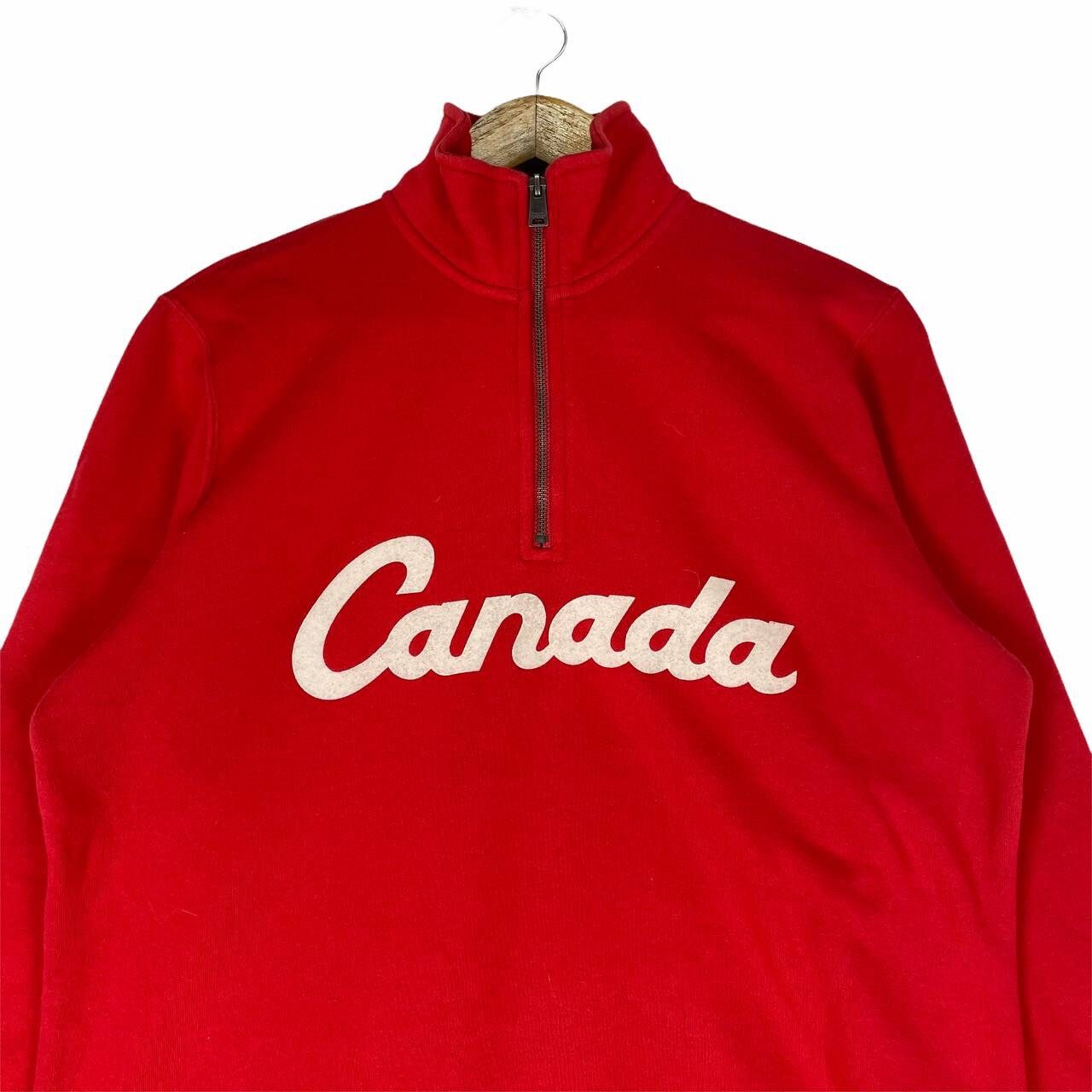Vintage 90s Roots Canada Sweatshirt Half Zip Red Colour Medium Bear ...