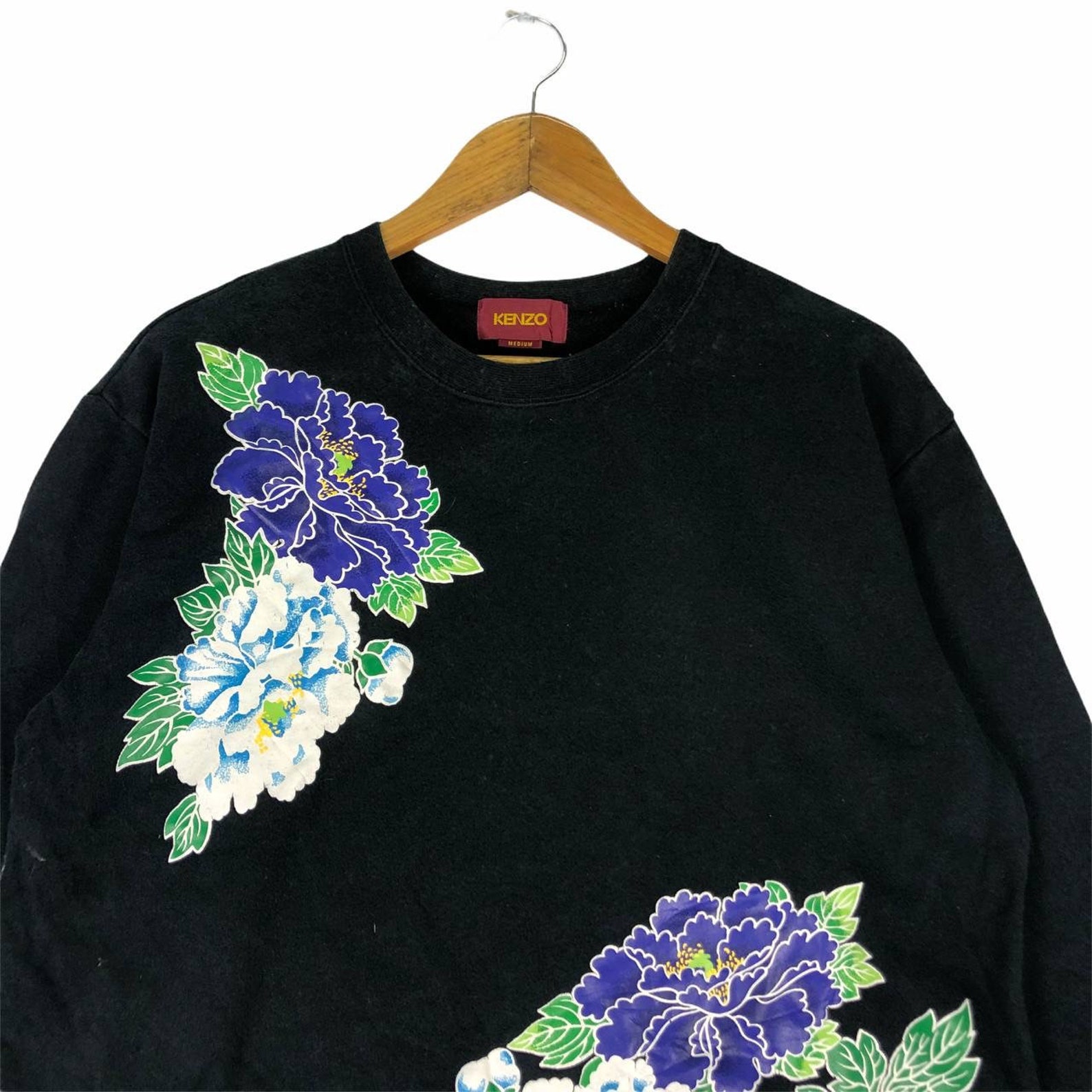 KENZO Flower Sweatshirt Crewneck Big Spellout Black Colour - Etsy