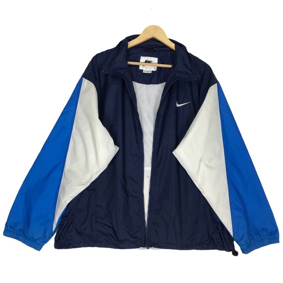 Nike Vintage Men’s Blue and White Windbreaker Large S… - Gem