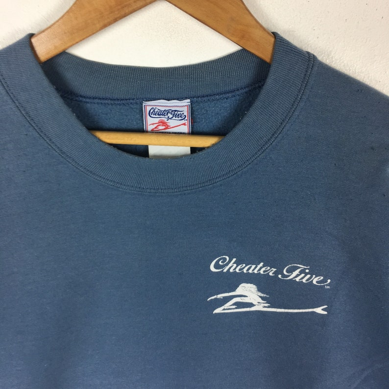 Cheater Five Surfing Sweatshirt Big Logo Printed Blue Colour Small Size ...