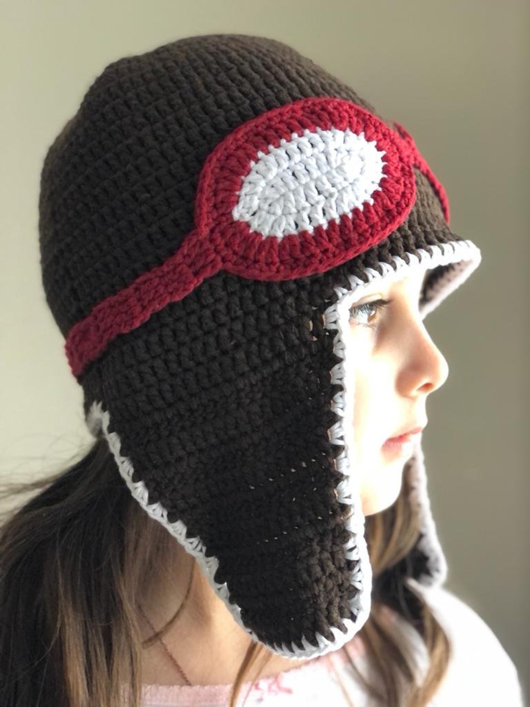 Crocheted Aviator Hat/beanie/helmet With Goggles Handmade by Turkish ...