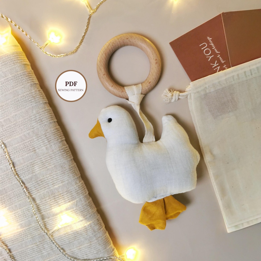 Duck Baby Rattle Sewing Pattern PDF – Fabric Teether Toy With Wooden ...