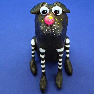 Small Black Dog With Curly Tail, Mixed Breed Labrador Pug, Papier-mache ...