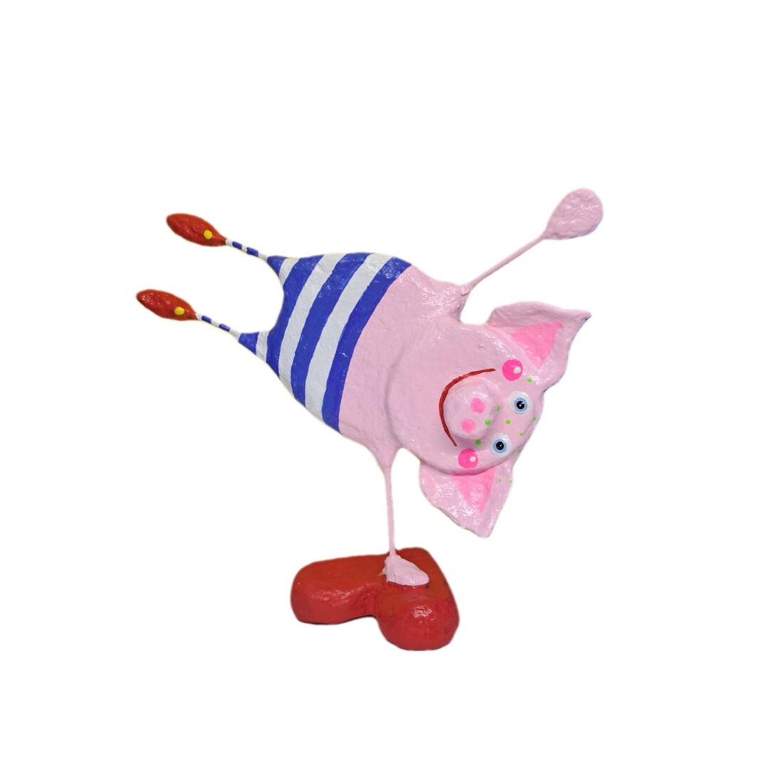 Lucky Pig, H Approx. 12 Cm, Papier-mache, Lucky Charm, Gymnastics Pig ...