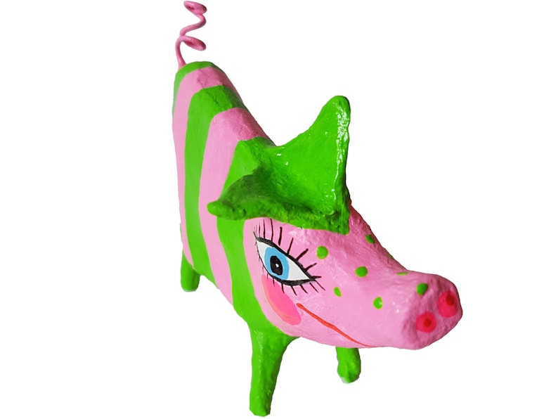 Piglet, 11 Cm Long, Papier-mâché, Miniature Pig, Pink Little Piglet ...