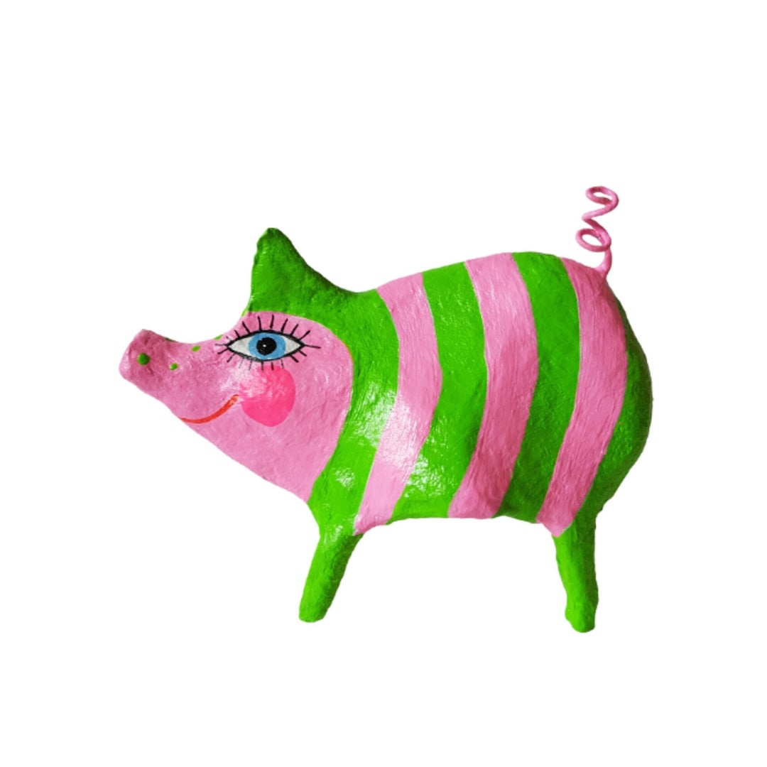 Piglet, 11 Cm Long, Papier-mâché, Miniature Pig, Pink Little Piglet ...